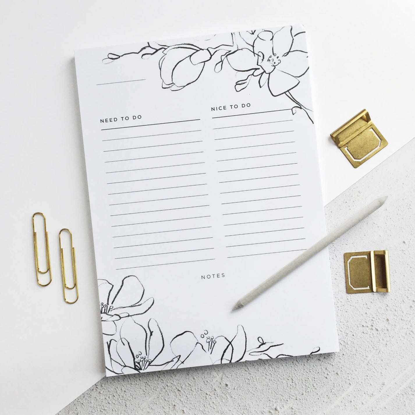 A5 Floral To-Do List Notepad - Daily Desk Planner | The Moonlit Press