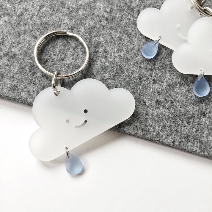 Cloud and Raindrop Keyring – The Moonlit Press