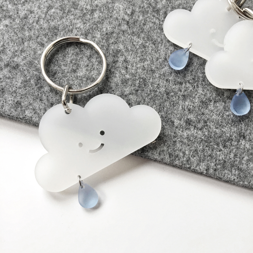 Cloud and Raindrop Keyring – The Moonlit Press