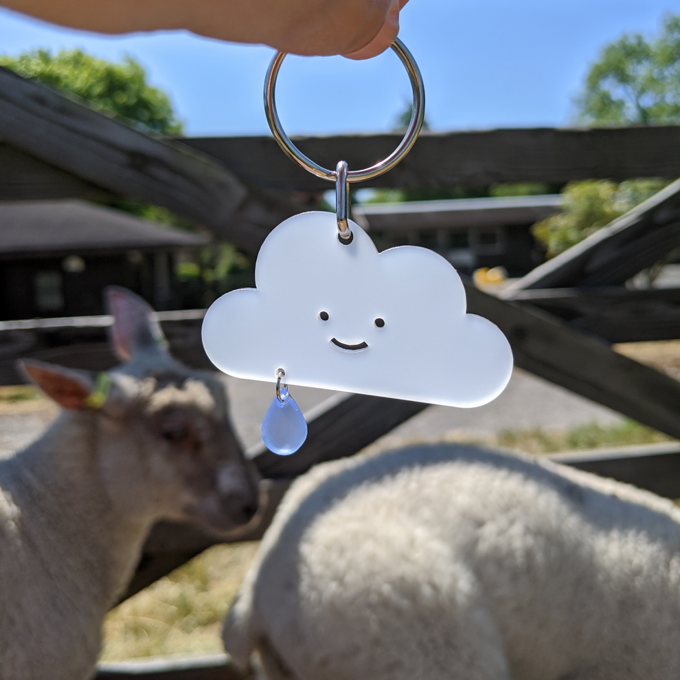 Cloud and Raindrop Keyring – The Moonlit Press