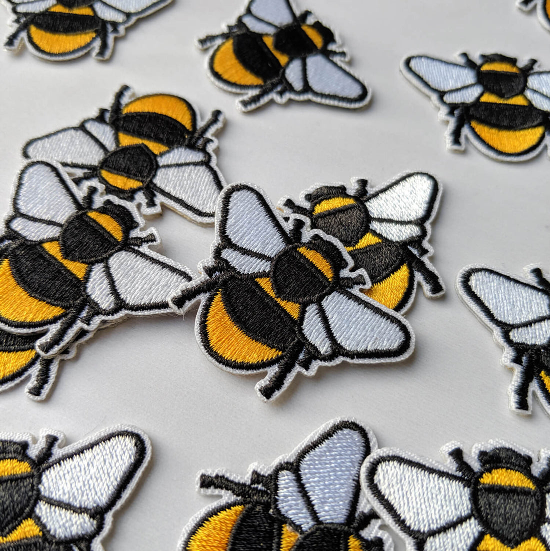 Iron On Bee Patch - Small Embroidered | The Moonlit Press UK