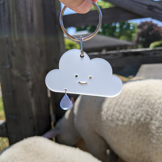 Cloud and Raindrop Keyring – The Moonlit Press