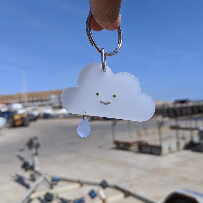 Cloud and Raindrop Keyring – The Moonlit Press
